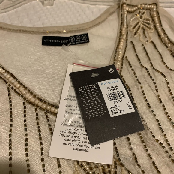 Apostrophe | Tops | Apostrophe Sheer Gold Beaded Top Nwt | Poshmark